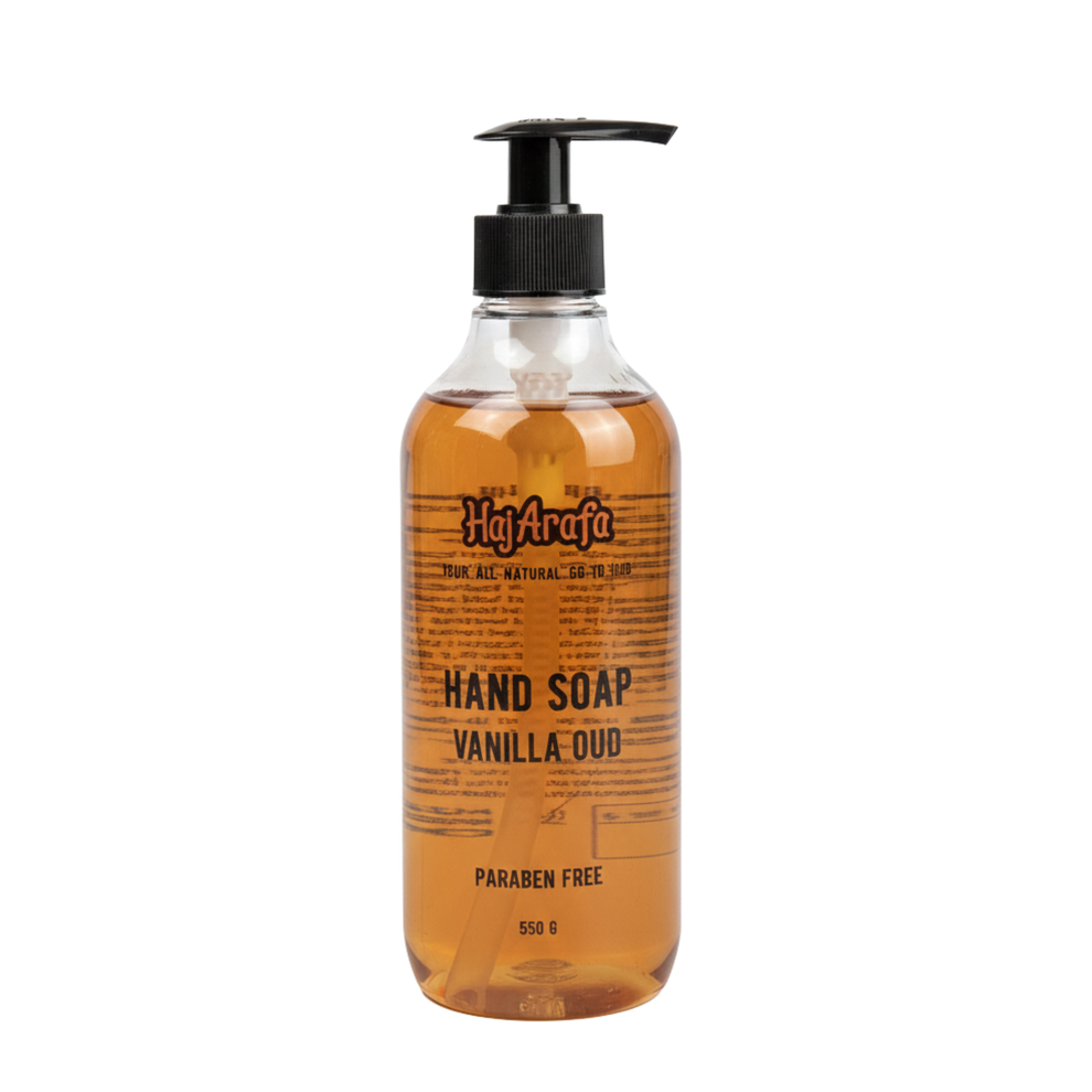 Hand soap vanilla and oud- هاند سوب فانيليا و عود – Haj Arafa
